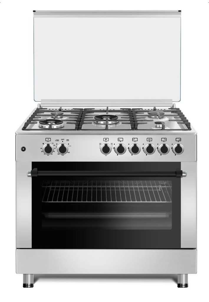 Conti Gas Cooker 90cm Cast-Iron with 2 Fan & Triple Glass -Stainless ...